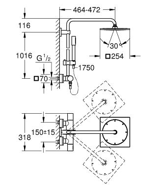 Grohe Rainshower F-Series System zuhanyrendszer termosztátos ...