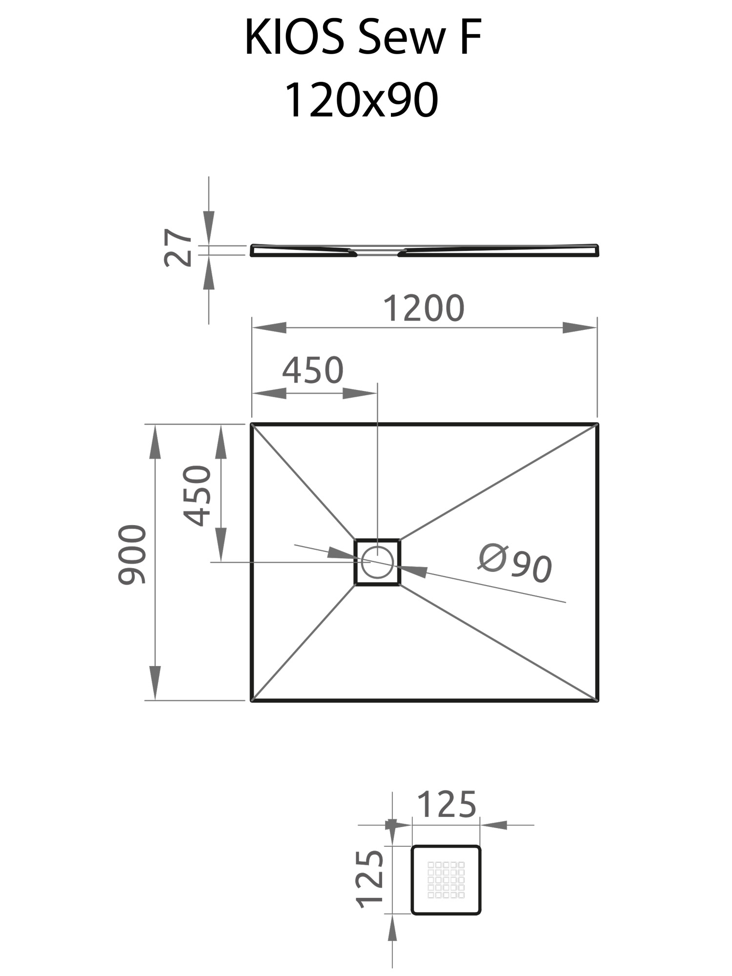 Radaway Kios SEw F 120x90 cm szögletes zuhanytálca, fehér KSF1290-53 ...